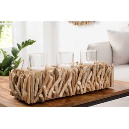 Riess Ambiente Elegantes Windlicht FOSSIL 50cm Treibholz Kerzenhalter f&uuml;r 3 Kerzen Riess-Ambiente Natur Rustikal Maritim