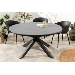 Riess Ambiente Runder In- und Outdoor Esstisch GALAXY 120cm graphit Keramik anthrazit Aluminium Gartentisch Riess-Ambiente 4 Personen Industrie & Loft Modern...