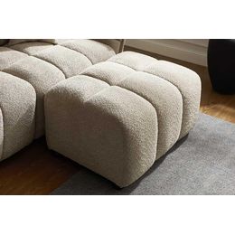 Riess Ambiente Moderner Hocker CLOUD 100cm champagner greige Boucl&eacute; Federkern Fu&szlig;hocker Sitzhocker Riess-Ambiente