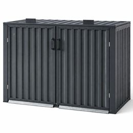 Wellker M&uuml;lltonnenbox 2er Metall anthrazit f&uuml;r 120 - 240 L Tonne g&uuml;nstig