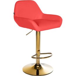 CLP Barhocker Braga Kunstleder-Bezug mit Gold-Gestell I h&ouml;henverstellbar und 360 drehbar I moderner Barstuhl mit Fu&szlig;st&uuml;tze f&uuml;r K&uuml;che und Bar