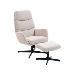 HOMCOM Relaxsessel mit Hocker in Beige 75L x 66B x 99H cm | Gr.: onesize
