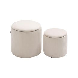 HOMCOM Sitzhocker-Set in Cremewei&szlig; 40L x 40B x 41H cm | Gr.: onesize