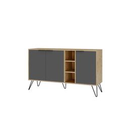 CALICOSY Sideboard CLARA in Anthrazitgrau - (W)142 x (H)83 x (L)35,6 cm | Gr.: onesize