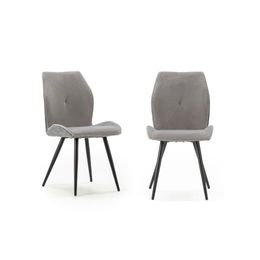 CALICOSY 2er-Set St&uuml;hle ADAYA in Hellgrau - (W)46 x (H)49,5 x (L)62 cm | Gr.: onesize