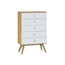 CALICOSY Kommode Nature in Wei&szlig; - (W)75 x (H)117 x (L)40 cm | Gr.: onesize