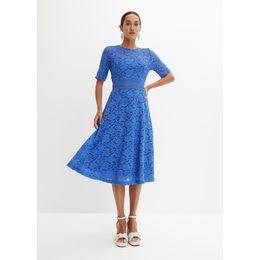bonprix Spitzenkleid mit H&auml;keleinsatz, blau, Gr.44/46 (L), Romantisch und feminin: Midikleid aus Spitze mit H&auml;keleinsatz in der Taille