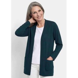GOLDNER Kurzgr&ouml;&szlig;e: Elegante Strickjacke mit Kaschmir in petrol | Gr.: 23