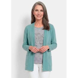 GOLDNER Elegante Strickjacke mit Kaschmir in graugr&uuml;n | Gr.: 40
