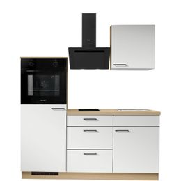 K&uuml;chenzeile KOCHSTATION, B:180cm H:207cm T:60cm, wei&szlig;, Komplettk&uuml;chen-Sets, "KS-Solmera", Breite 180cm, vormontiert, wahlweise mit E-Ger&auml;ten