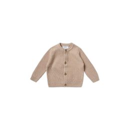 Stellou & friends Strickjacke fein gerippt in beige melange | Gr.: 62/68