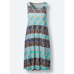 feel good Damen Sommerkleid mit seitlichen Taschen, aquamarin-gemustert, Gr&ouml;&szlig;e 52/54