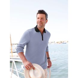 Marco Donati Herren Langarm-Poloshirt mit Rei&szlig;verschluss, taubenblau, Gr&ouml;&szlig;e 56/58