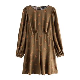 Next Kleid Damen Gr&ouml;&szlig;e 44 schoko / umbra / braunmeliert Sommerkleid