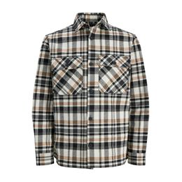Jack & Jones Premium Button Up Shirt 'JPRRayle' male size M Beige / Black / White
