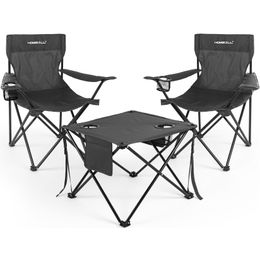 HOMECALL Campingstuhl Campingtisch mit St&uuml;hlen Klappstuhl Camping Faltstuhl Picknicktische (Schwarz)