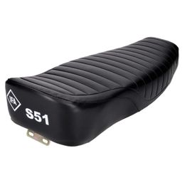 Sitzbank Enduro Doppelsitz strukturiert, schwarz mit IFA S51 Schriftzug f&uuml;r Simson S51