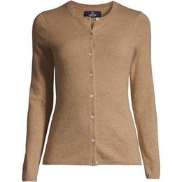 LANDS' END Kaschmir-Cardigan mit rundem Ausschnitt, Damen, size: regular, Braun, Kaschmir, by Lands' End
