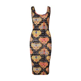 Versace Jeans Couture Kleid Damen Gr&ouml;&szlig;e 34 gelb / grau / hellpink / schwarz Sommerkleid