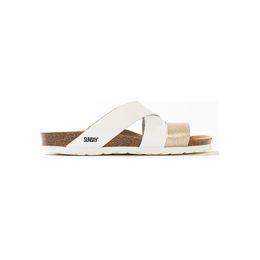 Sunbay Pantoletten "Nuevo" in Wei&szlig;/ Gold - 55% | Gr&ouml;&szlig;e 36 | Damen-pantoletten