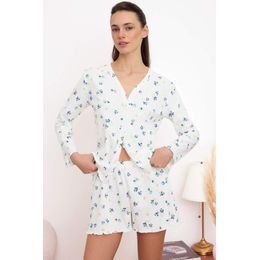 Trendyol Shorty Damen Gr&ouml;&szlig;e M ecru / blau / pastellblau / gr&uuml;n Sommerkleid