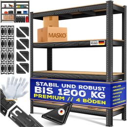 Masko&reg; Schwerlastregal Lagerregal Kellerregal 160x160x40cm, verstellbare Ablagen, MDF-Platten Regal aus Metall, Steckregal, Werkstattregal Stahlgestell Garage Werkbank