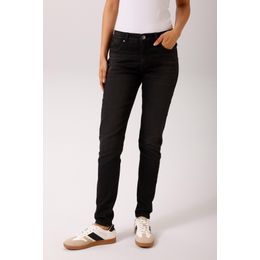 Aniston CASUAL Damen Skinny-fit-Jeans, schwarz, Gr. 42, leichte Abriebeffekte, Denim/Jeans, Obermaterial: 81% Baumwolle, 17% Polyester, 2% Elasthan,