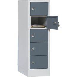 Wolf Wertfachschrank, 1 Abteil, lichtgrau / blaugrau, 5 F&auml;cher