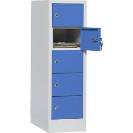 Wolf Wertfachschrank, 1 Abteil, lichtgrau / lichtblau, 5 F&auml;cher