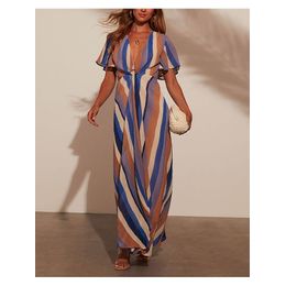 Milan Kiss Kleid in Blau/ Camel - 78% | Gr&ouml;&szlig;e L | Damen-kleider