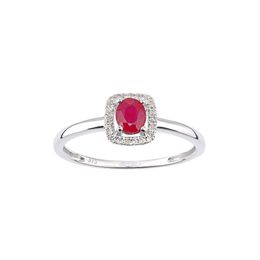 DIAMANT LETERNEL Ring 'Ring aus 375 Wei&szlig;gold mit Diamant mit Rubin' female size 49 Silver