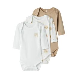 NAME IT Romper/Bodysuit 'Oxford Bear' boy size 92 Dark beige / Black / White