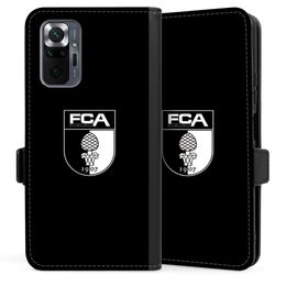 DeinDesign Xiaomi Redmi Note 10 Pro Handy Klapph&uuml;lle Handyh&uuml;lle aus Kunst Leder schwarz Flip Case Logo Official Licensed Product Fc Augsburg Sideflip mit langer 