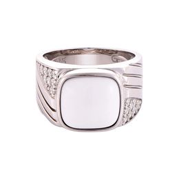 Gt Collection Ring 'WHITE HOWLITE' Herren Gr&ouml;&szlig;e 58 silber