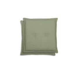 Gartensitzkissen, Hellgr&uuml;n, Textil, 2-teilig, Uni, F&uuml;llung: Schaumstoff, Vlies, 50x7x50 cm, Oeko-Tex&reg; Standard 100, pflegeleicht, hochwertige Qualit&auml;t, langlebig, f&uuml;r den Au&szlig;enbereich geeignet, Outdoor-Kissen, Outdoor-Sitzkissen