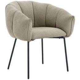 CARRYHOME Armlehnstuhl, Schwarz, Taupe, Metall, Textil, Rundrohr, 66x78x72 cm, Stoffauswahl, Esszimmer, St&uuml;hle, Esszimmerst&uuml;hle, Armlehnenst&uuml;hle