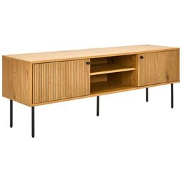 CARRYHOME Lowboard Line, Schwarz, Eiche, Metall, Holzwerkstoff, 3 F&auml;cher, 150x50x40 cm, Beim&ouml;bel erh&auml;ltlich, stehend, Wohnzimmer, Wohnw&auml;nde, Lowboards, Lowboards stehend