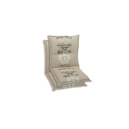 Sesselauflagenset, Beige, Textil, 2-teilig, F&uuml;llung: Schaumstoff, Vlies, 50x7x100 cm, Oeko-Tex&reg; Standard 100, pflegeleicht, hochwertige Qualit&auml;t, langlebig, f&uuml;r den Au&szlig;enbereich geeignet, mittels B&auml;ndern zu befestigen, Gurtband befestigen, Outdoor-Kissen, Gartenstuhlauflagen, Niedriglehner-Auflagen