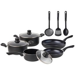Homeware Profession. Kochtopfset, Schwarz, Metall, Kunststoff, Glas, 8-teilig, 20 cm,24 cm,16 cm, 1.3/2.6/4.6/1.1/2.6L L,2.6 L,4.6 L,1.3 L, rund, Lfgb, Kochen, T&ouml;pfe, Topfsets