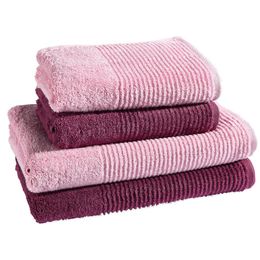 Vossen Frottierset Batoni Set, Rosa, Textil, 4-teilig, Uni, ISO 9001, Fkt, Made in Austria, Oeko-Tex&reg; Standard 100, hochwertige Qualit&auml;t, Badtextilien, Handtuch-Sets