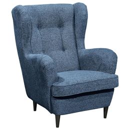 Livetastic Ohrensessel Lesesessel, Dunkelblau, Textil, 78x102x98 cm, Made in EU, Wohnzimmer, Sessel, Ohrensessel