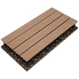 Ambia Garden Terrassenfliese Wpc, Teak, Holzwerkstoff, 60x2.1x30 cm, Global Recycled Standard (Grs), rutschfest, witterungsbest&auml;ndig, lichtunempfindlich, Gartenzubeh&ouml;r, Terrassenboden & Balkonbodenbelag, Terrassenfliesen