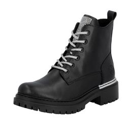 Rieker Damen Schn&uuml;rboots, Gr. 42, schwarz, Lederimitat, unifarben, Schuhe, Schn&uuml;rstiefelette, Profilsohle, mit praktischem Innenrei&szlig;verschluss