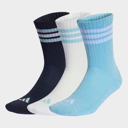 Damen Funktionssocken "3-STREIFEN, KN&Ouml;CHELLANG, MIT POLSTERUNG, 3ER-PACK", adidas Performance, Gr. M, blau, Obermaterial: 59% Baumwolle, 37%
