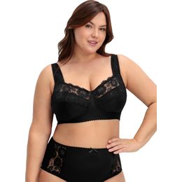 sheego Damen B&uuml;gelloser BH mit Spitze, wattierte Cups, schwarz, Gr&ouml;&szlig;e 115G