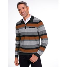 WITT Herren Sweatshirt im Ringel-Dessin, schwarz-cognac-geringelt, Gr&ouml;&szlig;e 48/50