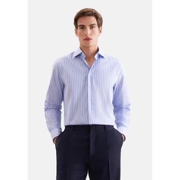 Seidensticker Herren Businesshemd "Schwarze Rose", blau, Gr. 42, gestreift, 100% Baumwolle, Hemden, Regular 1/1 Kentkragen Gestreift