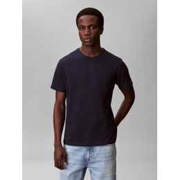 Herren T-Shirt "CLASSIC MONOGRAM", blau, Gr. S, Calvin Klein Jeans, unifarben, Single Jersey, Obermaterial: 100% Baumwolle, Shirts, regular fit,