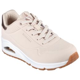 Skechers Damen Sneaker "UNO GOLDEN AIR", Gr. 39, beige, Lederimitat, Schuhe, Freizeitschuh, Halbschuh, Schn&uuml;rschuh mit Metallic-Einsatz