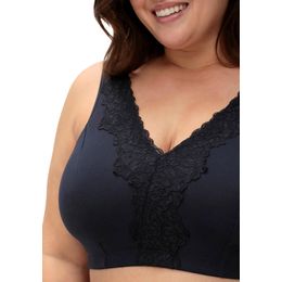sheego Damen B&uuml;gelloser BH in Bustier-Form, mit Spitzenborte, marine, Gr&ouml;&szlig;e 95D